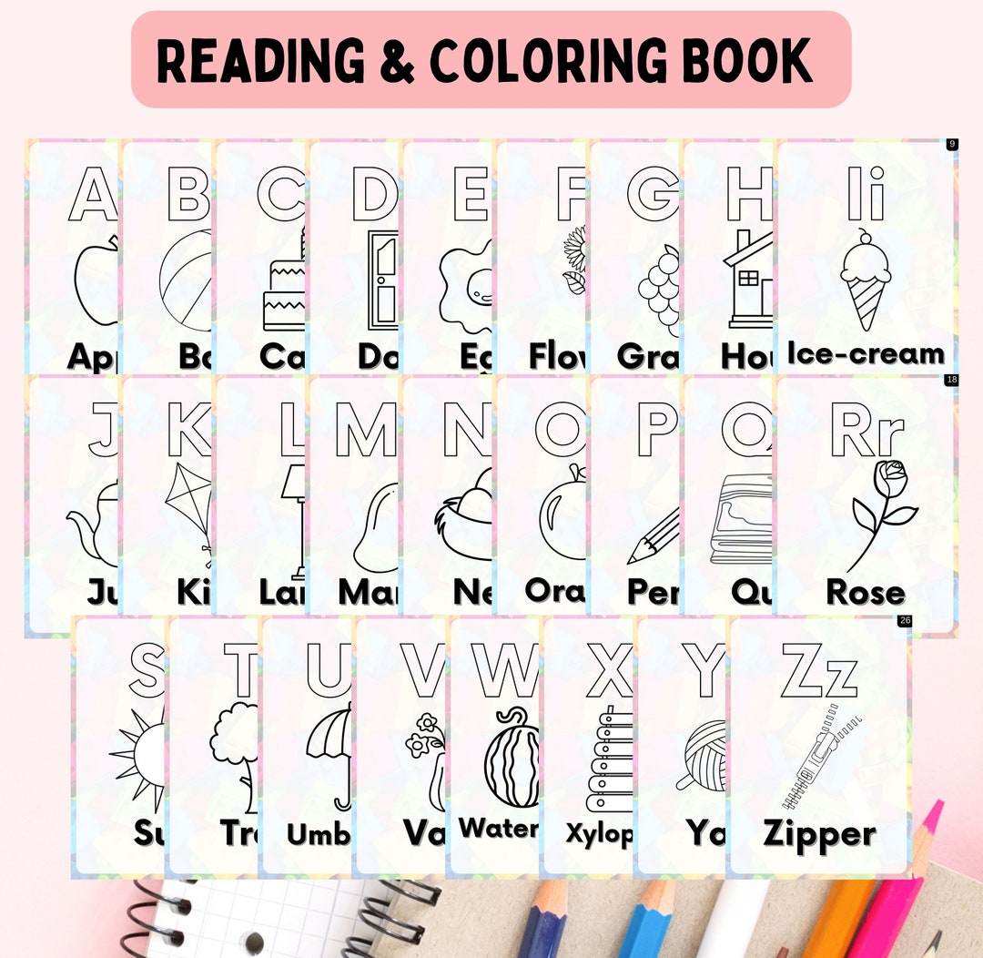 ABC Alphabet Coloring & Reading Worksheets Printable Book Letter ...