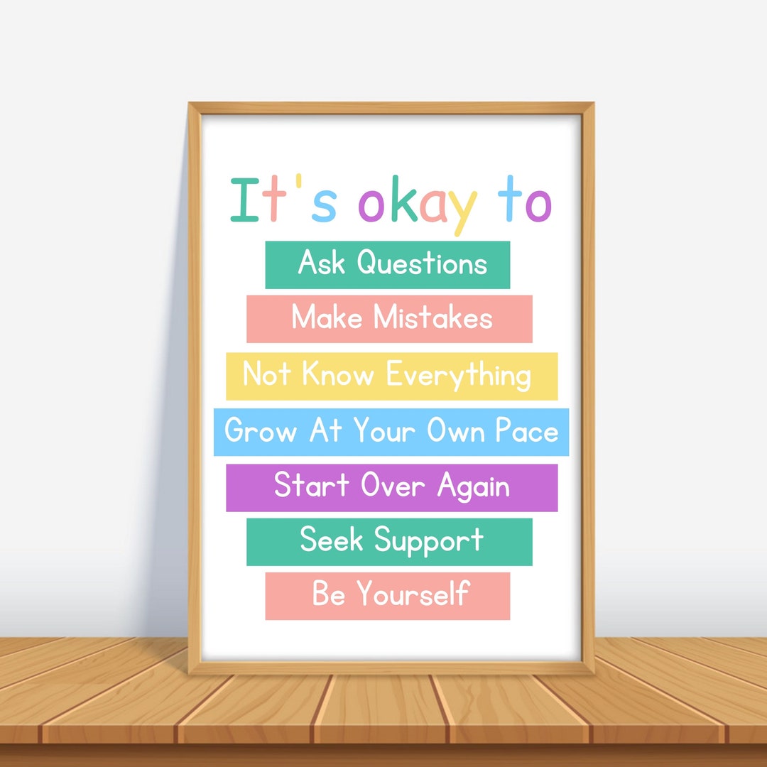 Its Ok Not to Be Ok,positive Affirmations for Kids, Classroom Art ...