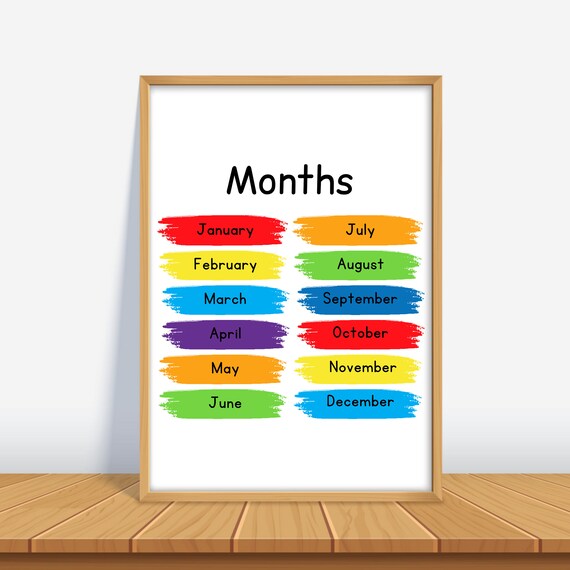Months of the Year Printable Homeschool Learning Print - Etsy