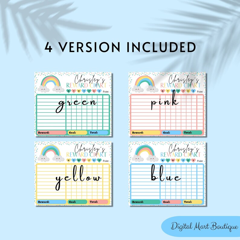 Reward Chart Multiple Kids Editable Printable Rainbow Chore Chart My ...