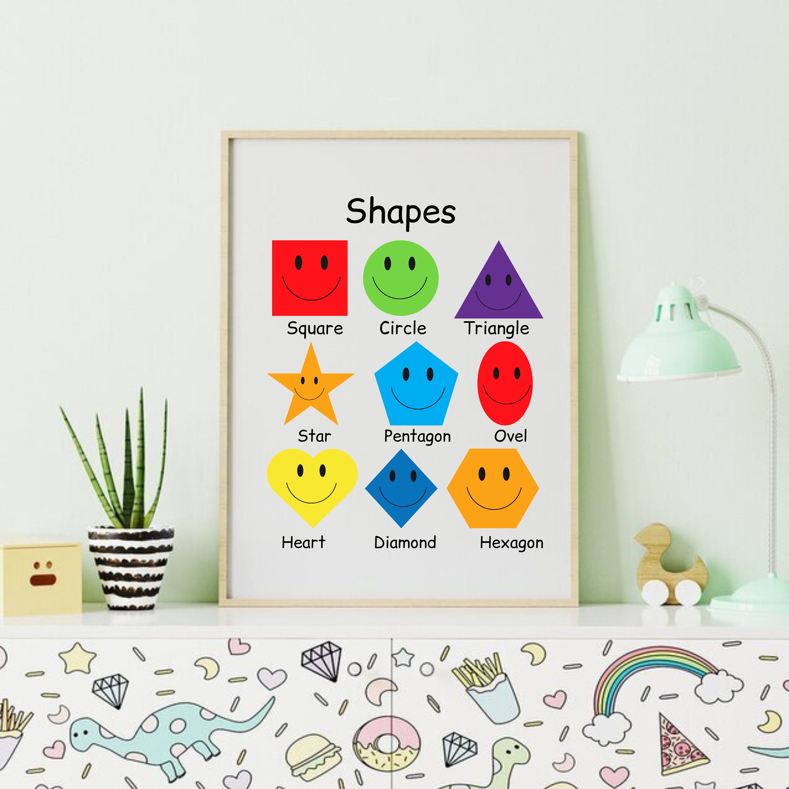 Geometric Shapes Printable, Learning Materials Classroom Art, Kids ...