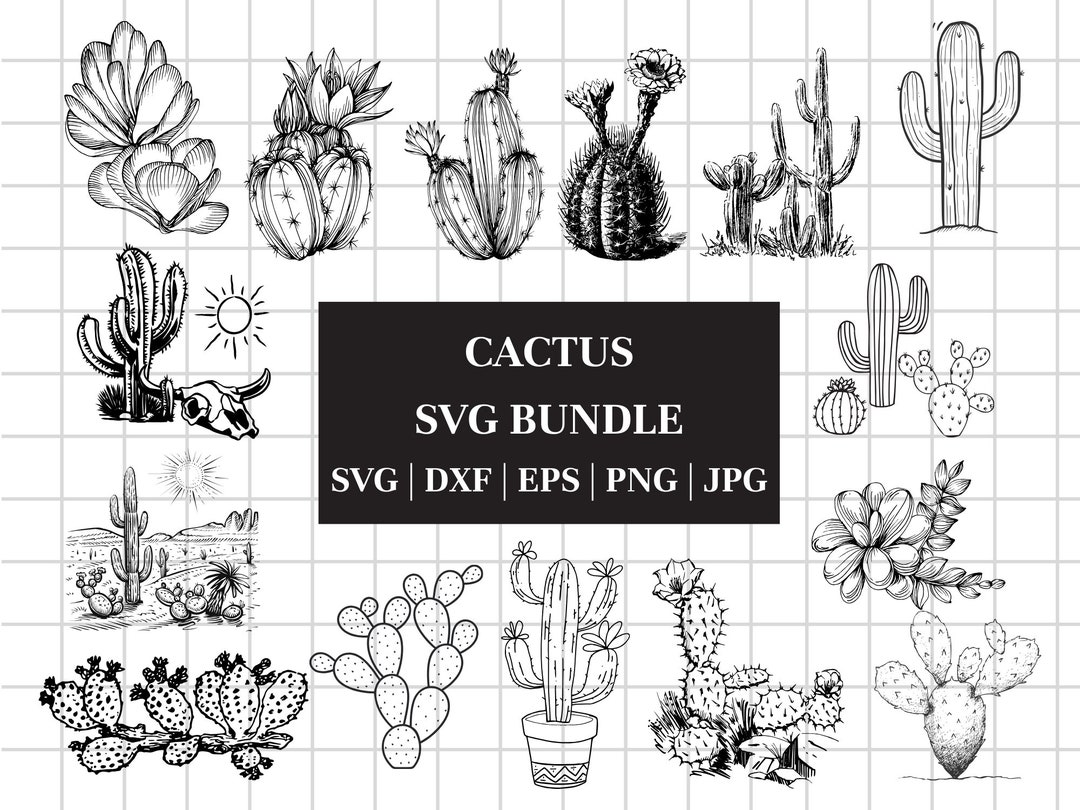 Cactus SVG Bundle Cactus Flower SVG File Succulent Png for Shirts Cacti ...
