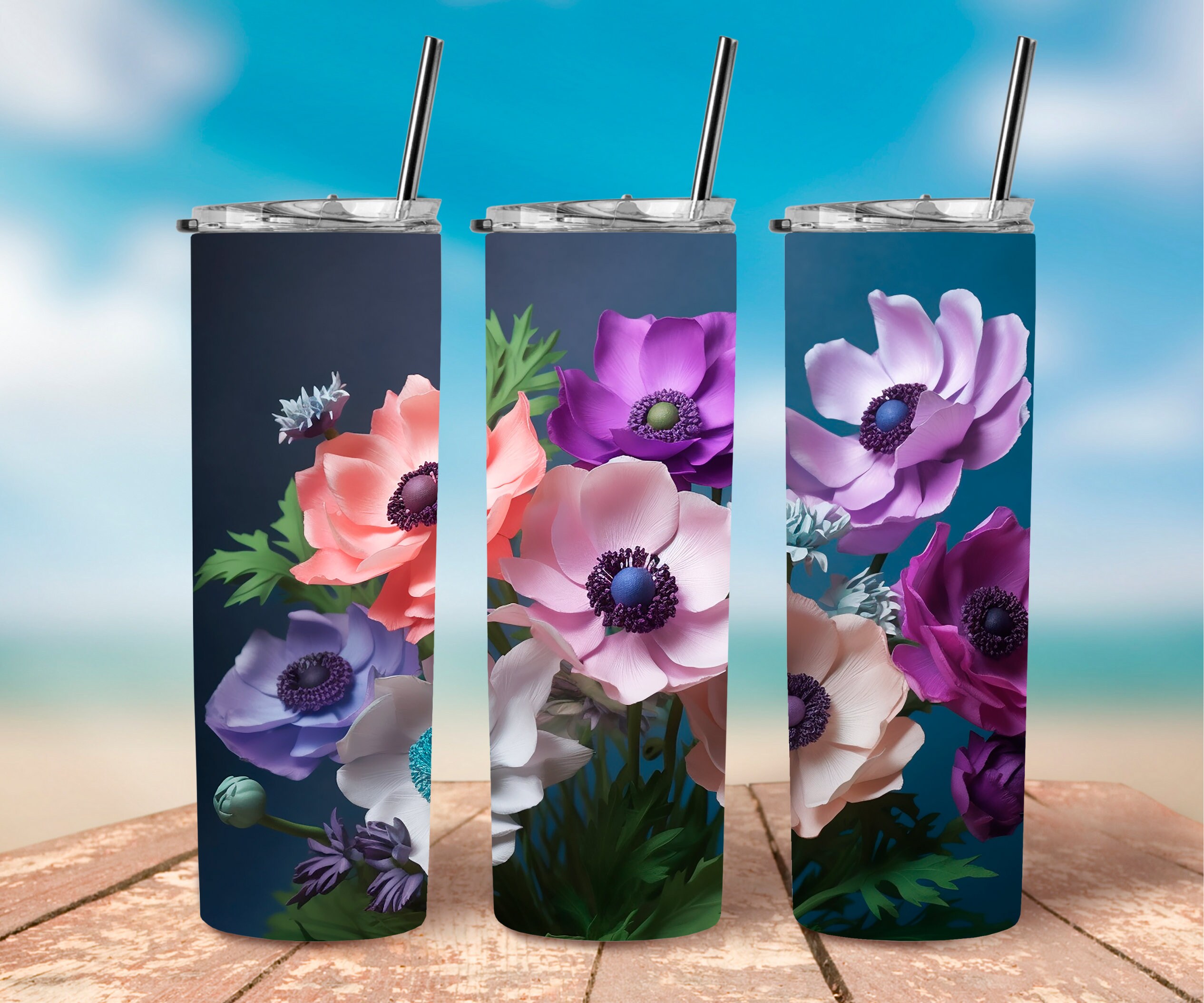 3D Pastel Rainbow Poppies Tumbler Wrap PNG Sublimation Design - Etsy