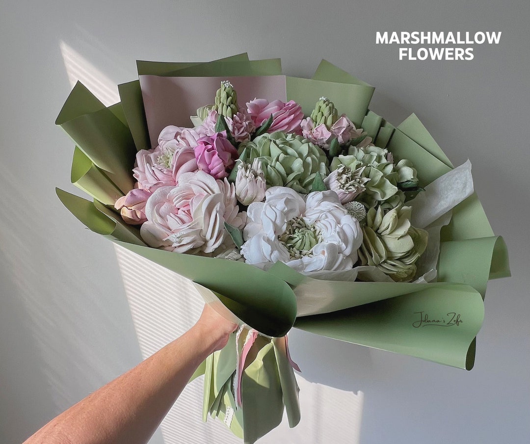 Edible Flowers Bouquet zefir, Wedding Candy Bar, Bridesmaid Gift Box ...