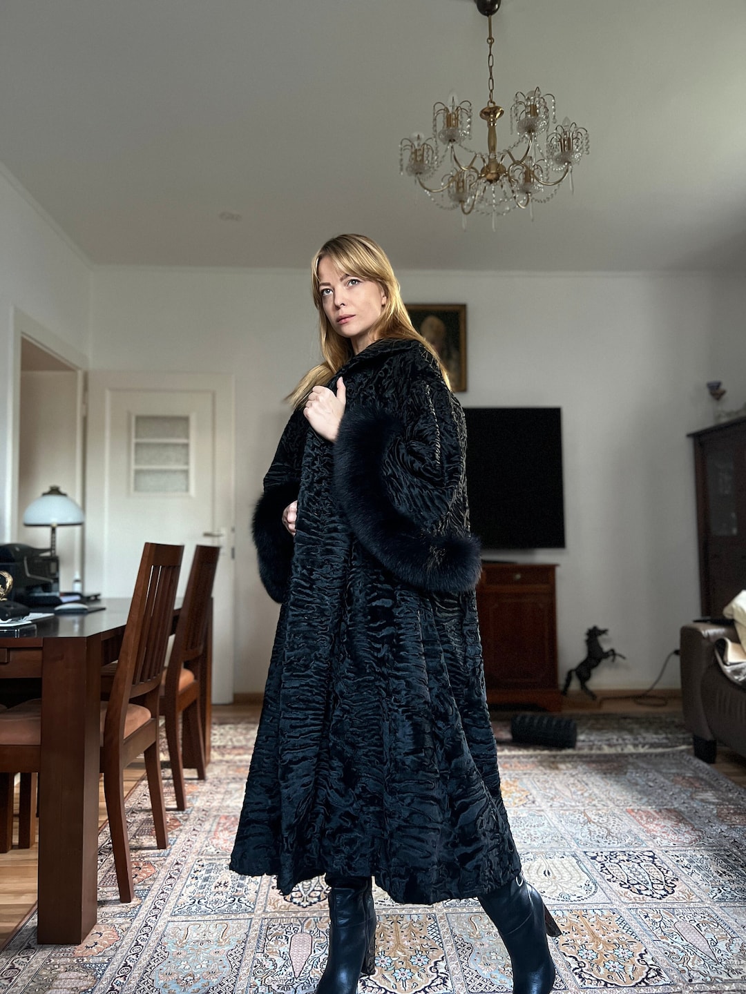 Heavy Gothic Fur Coat Persian Swakara Broadtail Fur Coat Astrakhan - Etsy