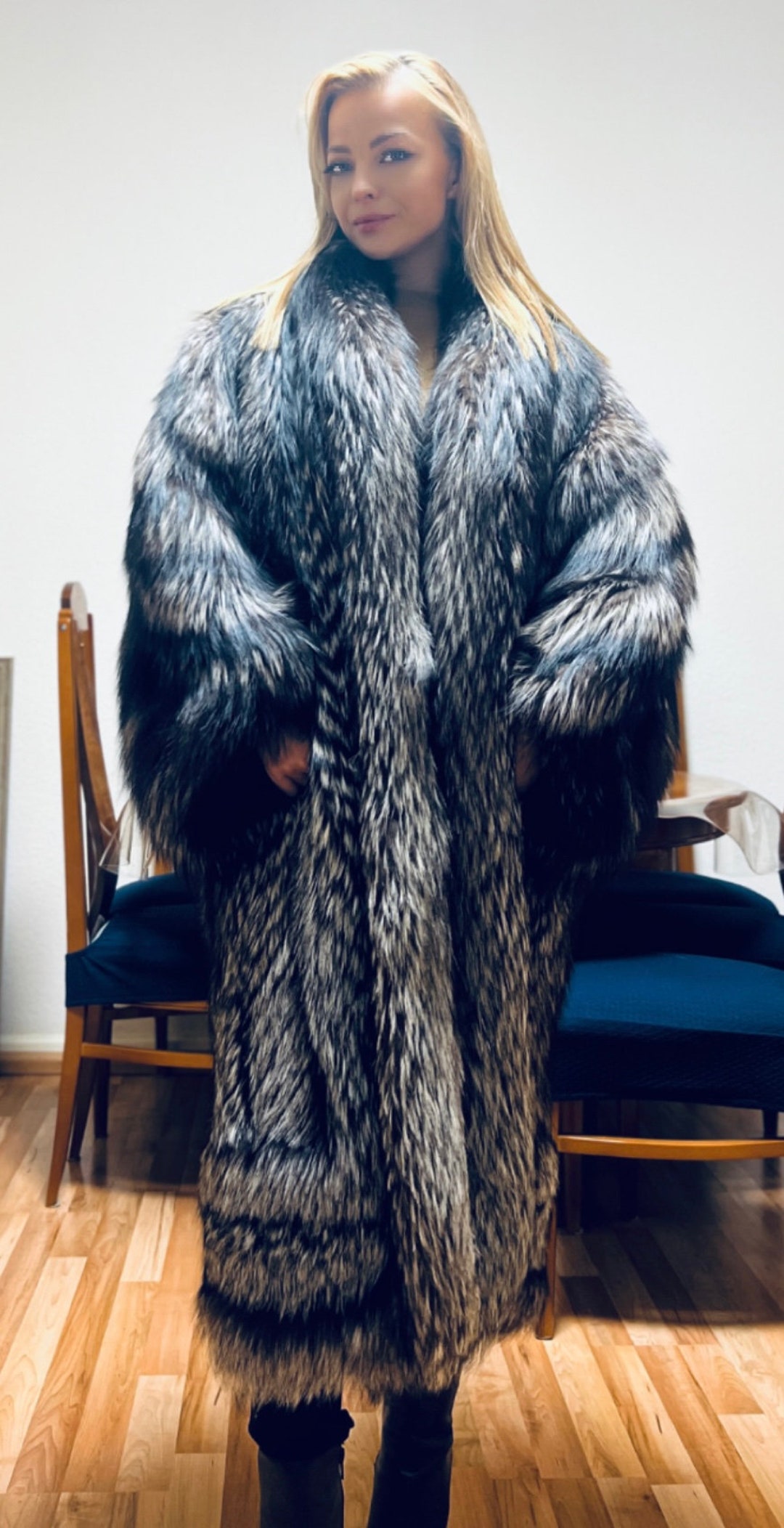 Fox Fur Coat Silver Fox Fox Fur Coat - Etsy