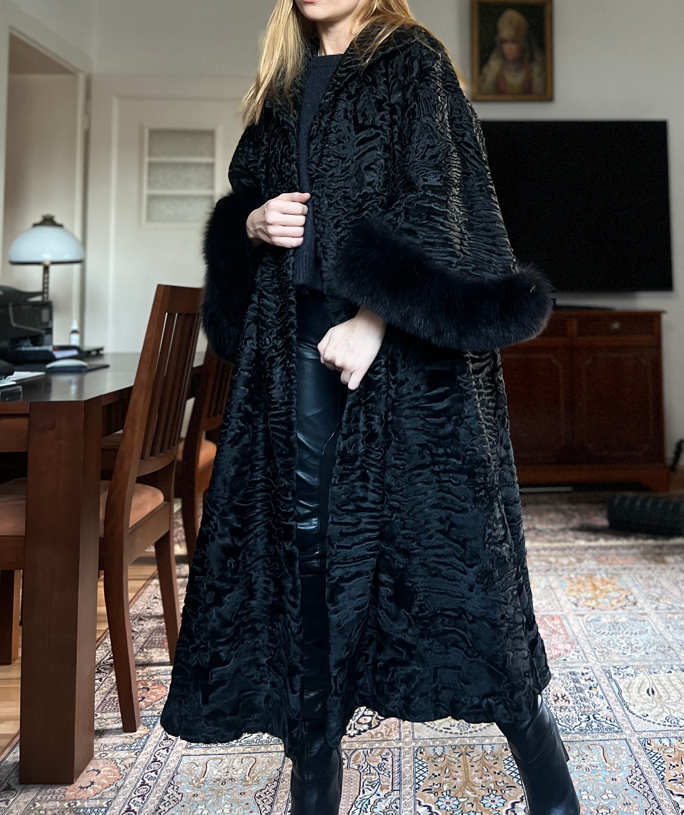 Heavy Gothic Fur Coat Persian Swakara Broadtail Fur Coat Astrakhan - Etsy