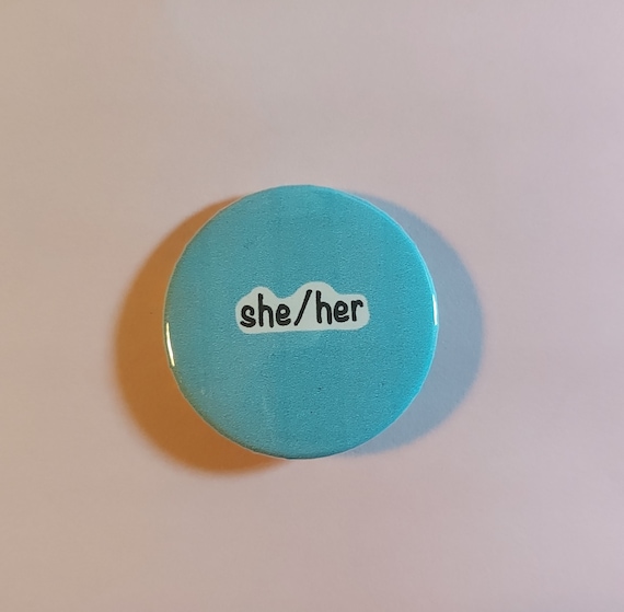 She/her Pronouns Custom Colour Pronoun Pin Button Badge - Etsy