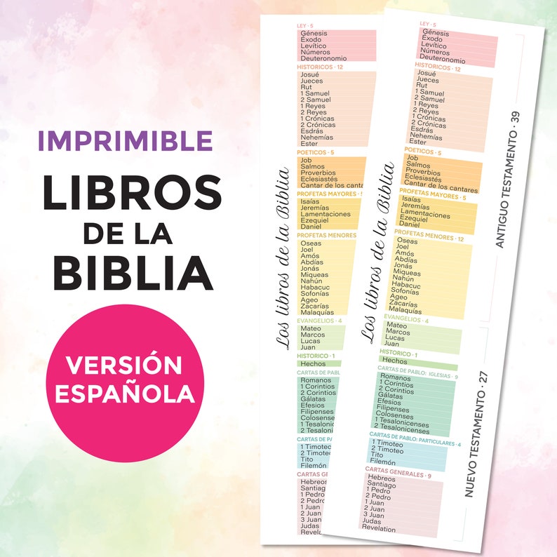 Libros De La Biblia En Español | Marcapágina Imprimible | El Antiguo Y ...