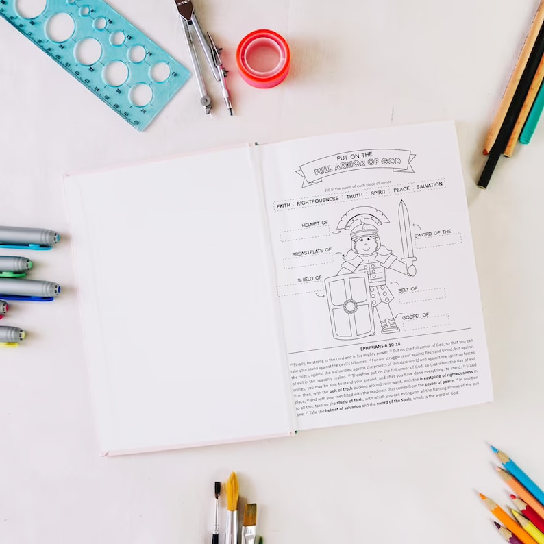 Armor of God Girl Christian Coloring Activity - Etsy
