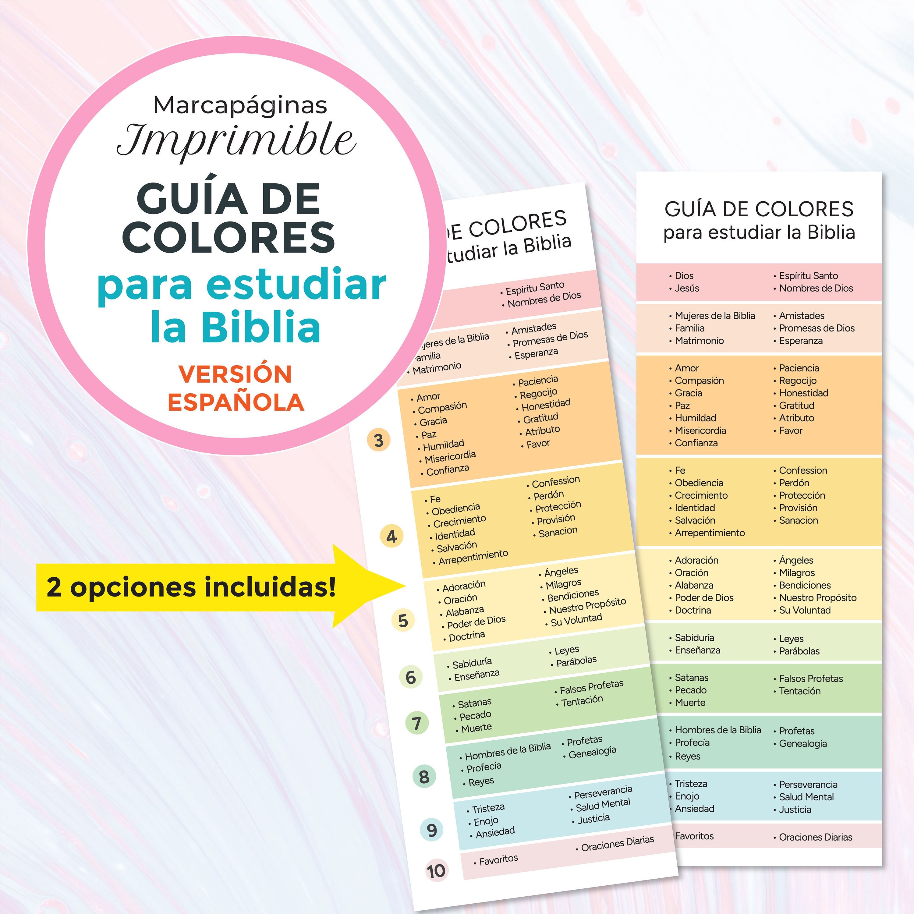 Guía De Colores Para Estudiar La Biblia - En Español | Marcapáginas ...