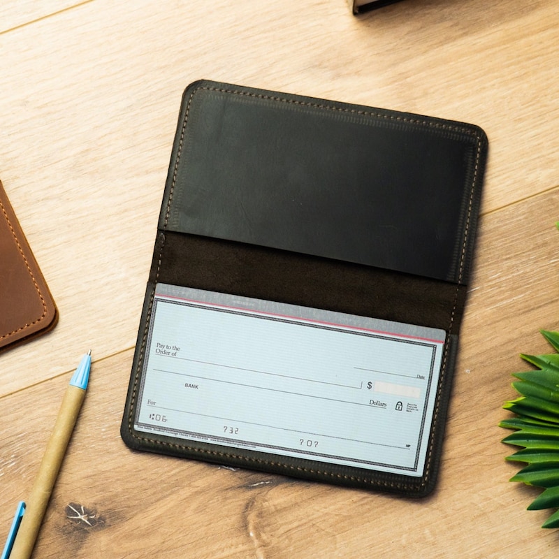 Leather Checkbook Cover for Men - Etsy