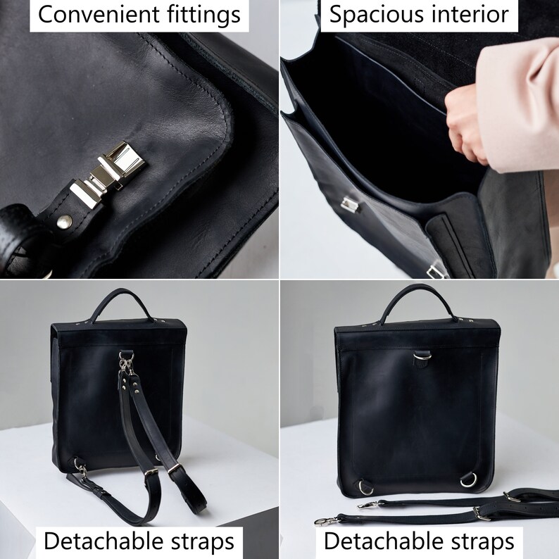 Wednesday Addams Backpackblack Leather Backpack - Etsy