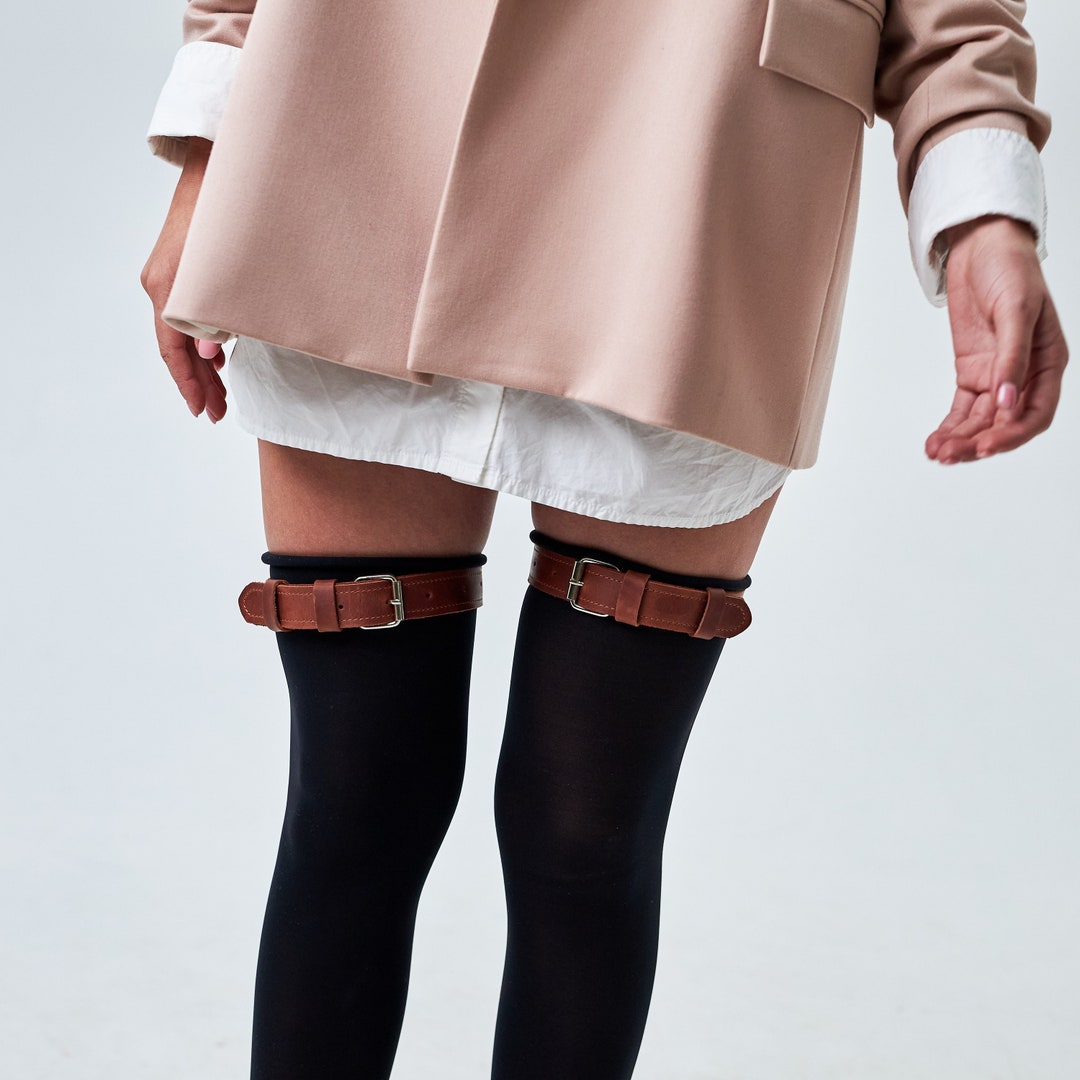 Leather Buckle Garters,historically Inspired Garters,leather Sleeve ...