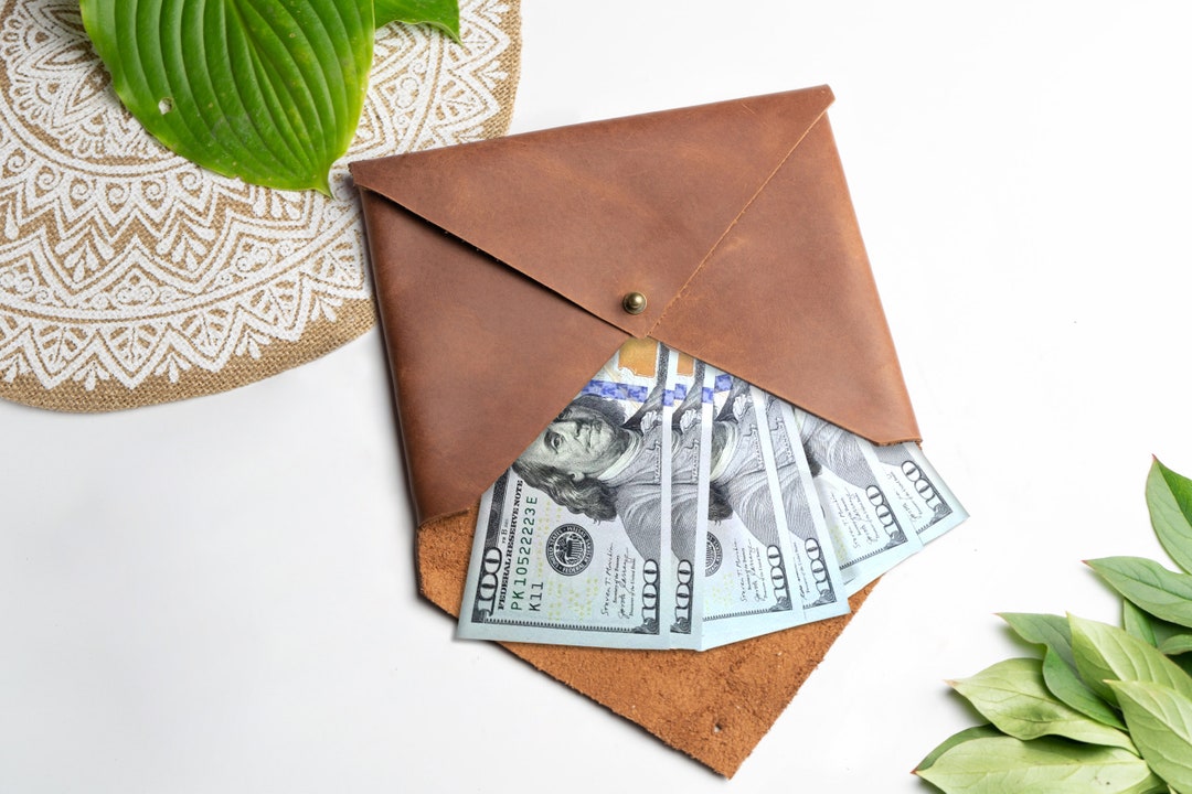 Leather Money Envelope,leather Cash Envelope,leather Envelope Wallet ...