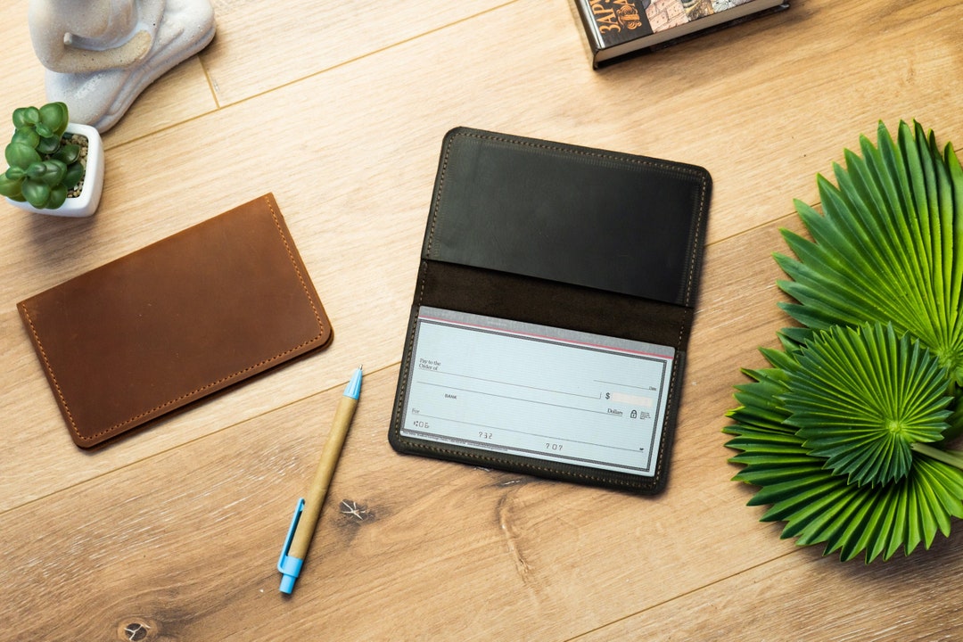 Leather Checkbook Cover,slim Checkbook Cover,leather Check Holder ...