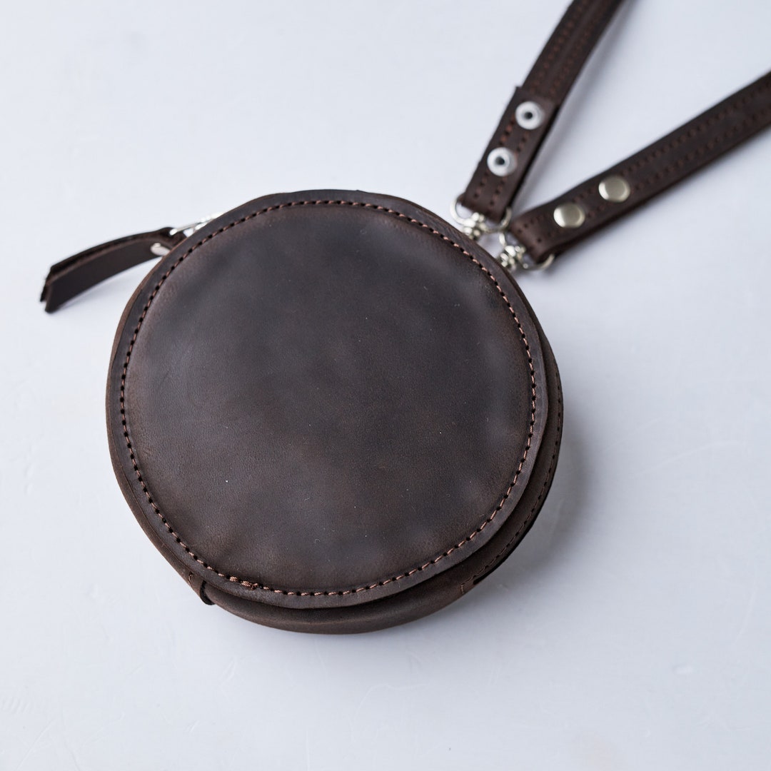 Small Round Bag,round Leather Purse,leather Circle Bag,round Crossbody ...