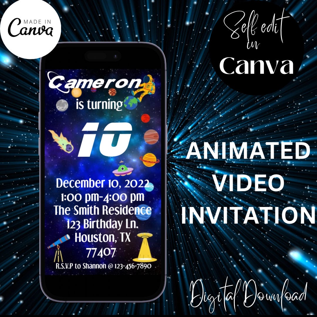 Editable Animated Digital Download Birthday Party Invitation - Etsy