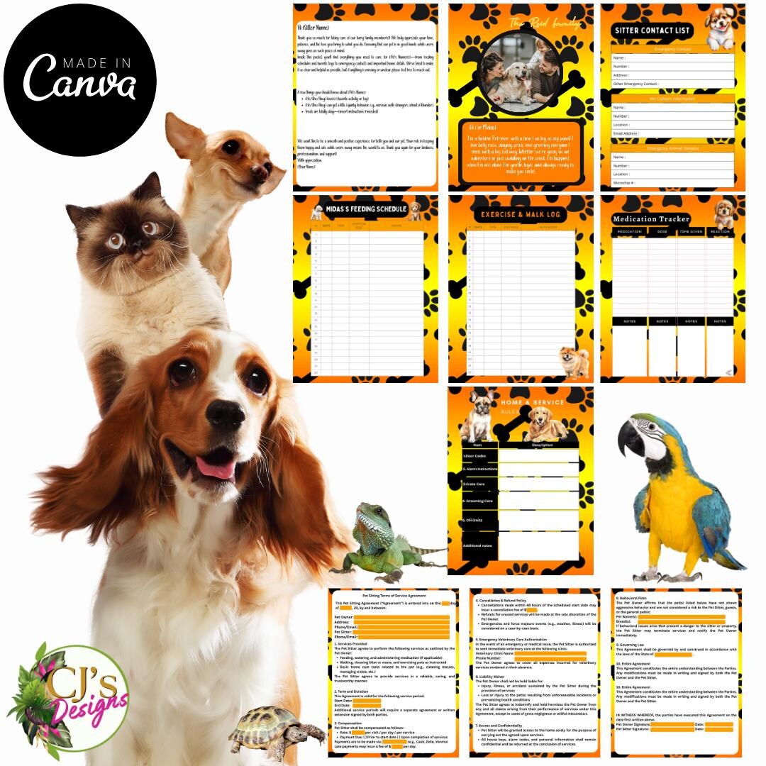 Editable Pet Sitter Welcome Packet Template | Pet Owner to Pet Sitter ...