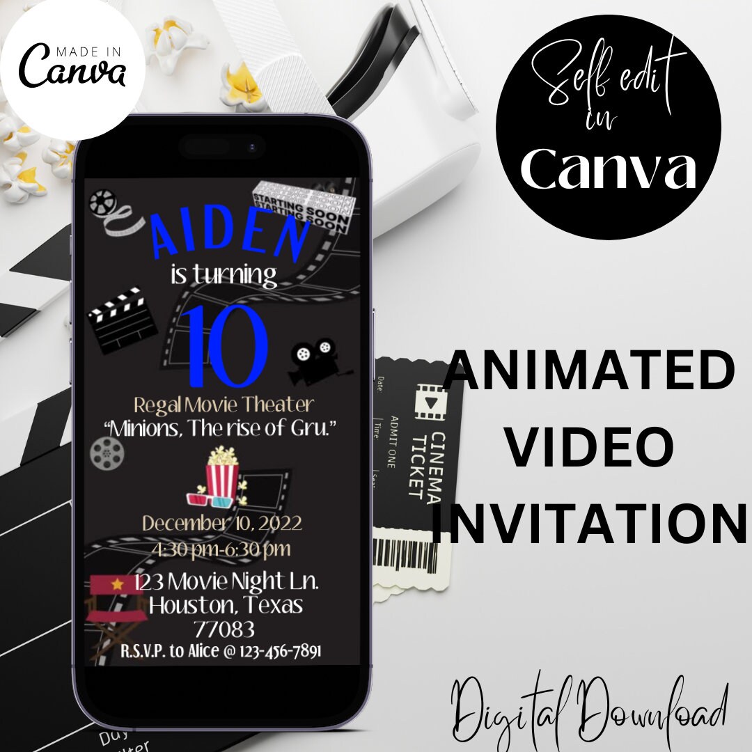 Editable Animated Digital Download Birthday Invitation - Etsy