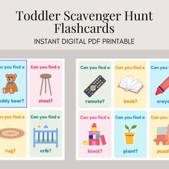 Toddler Scavenger Hunt Flashcards Kids Children's - Etsy