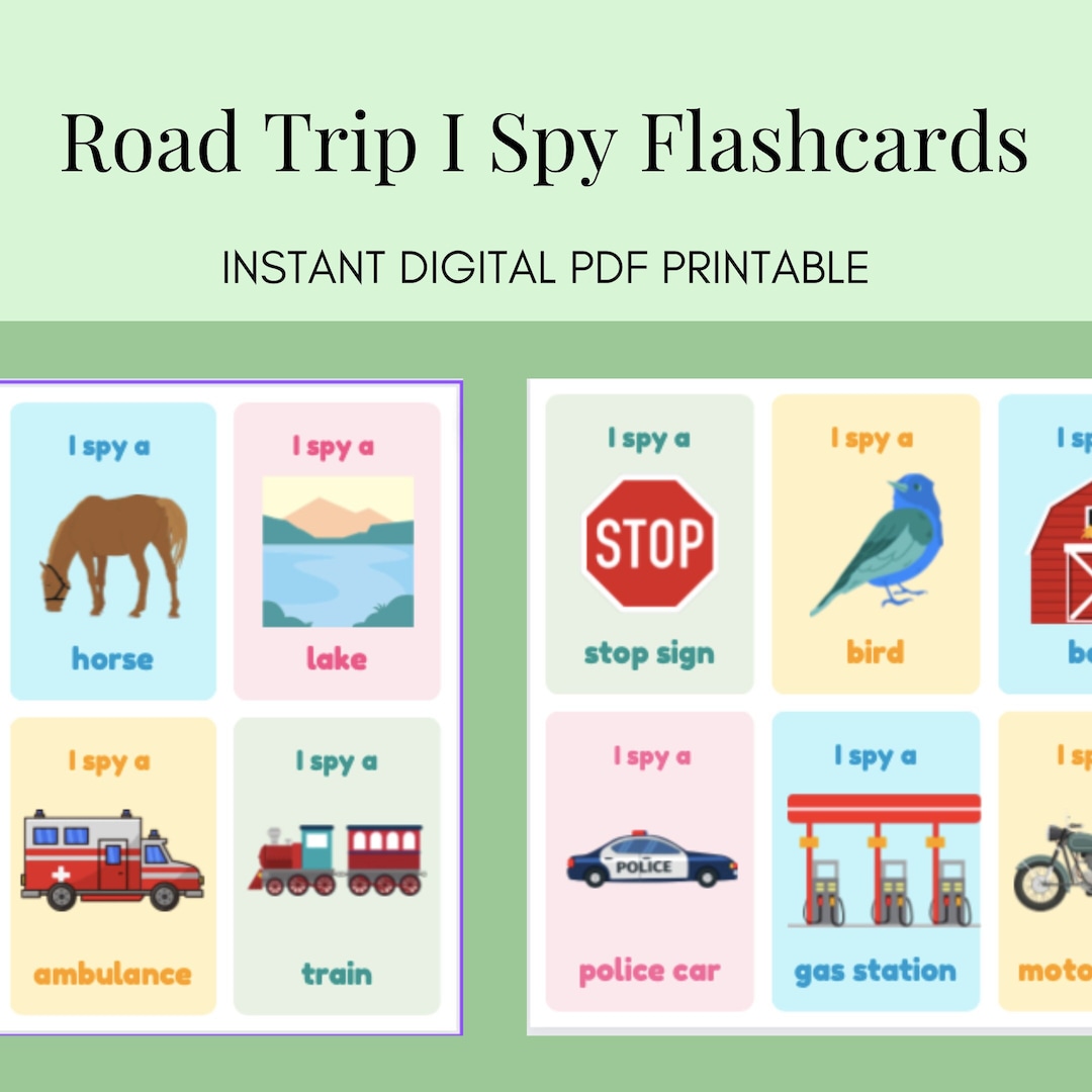 Road Trip I Spy Flashcards - Kids Children's Activity - Identify ...