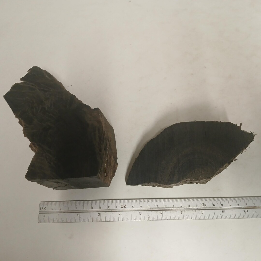 2 Pieces of Irish Bog Oak Wood - Possible Clock Blank 2'' X 4'' X 1 ...