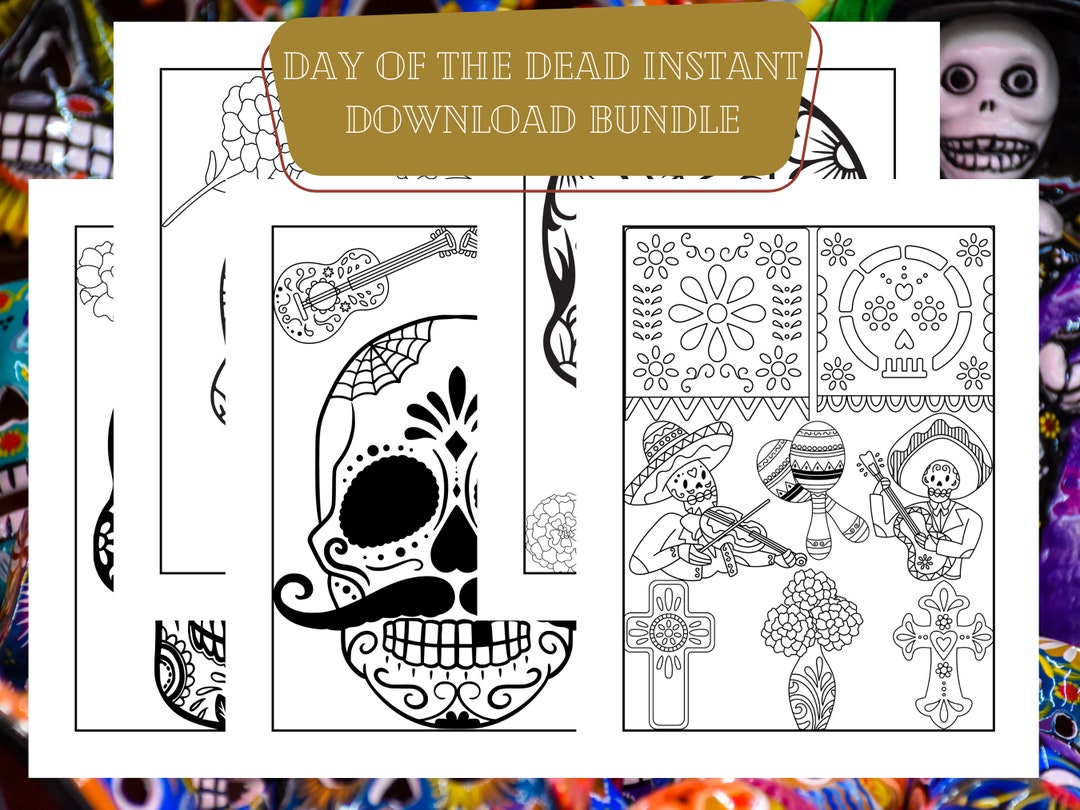 Day of the Dead Coloring Pages Instant Download Printable - Etsy