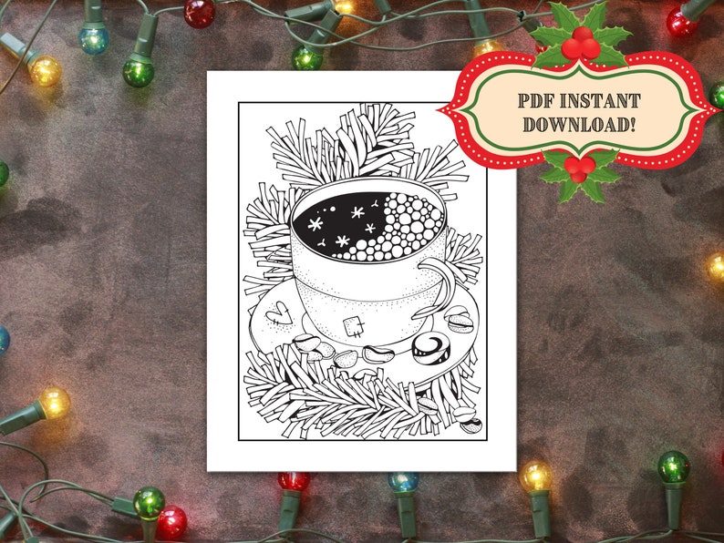 Christmas Coloring Page Bundle Merry Christmas Hot Cocoa - Etsy