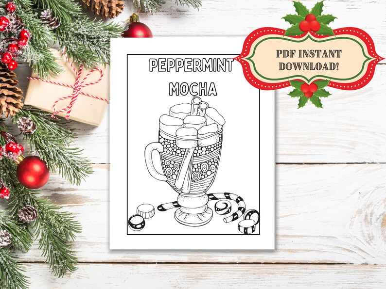 Christmas Coloring Page Bundle Merry Christmas Hot Cocoa - Etsy