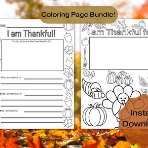 Thankful Thanksgiving Coloring Pages Bundle for Kids - Etsy