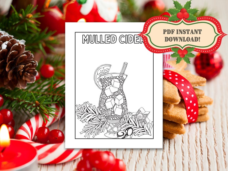 Christmas Coloring Page Bundle Merry Christmas Hot Cocoa - Etsy