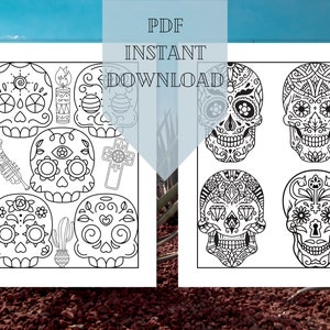 Day of the Dead Coloring Pages Instant Download Printable - Etsy