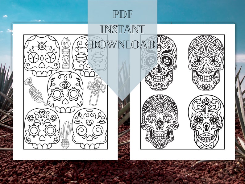 Day of the Dead Coloring Pages Instant Download Printable - Etsy