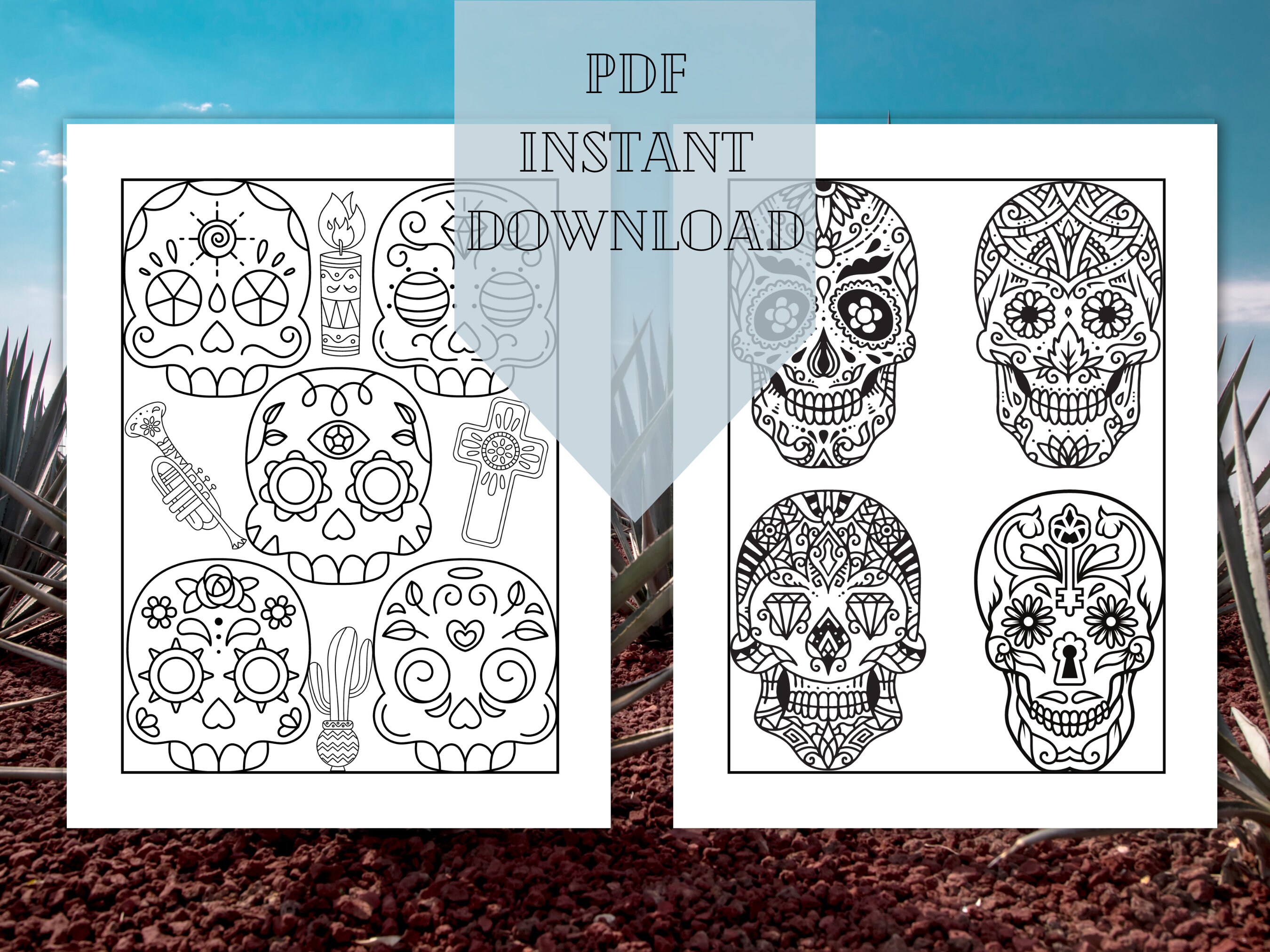 Day of the Dead Coloring Pages Instant Download Printable - Etsy