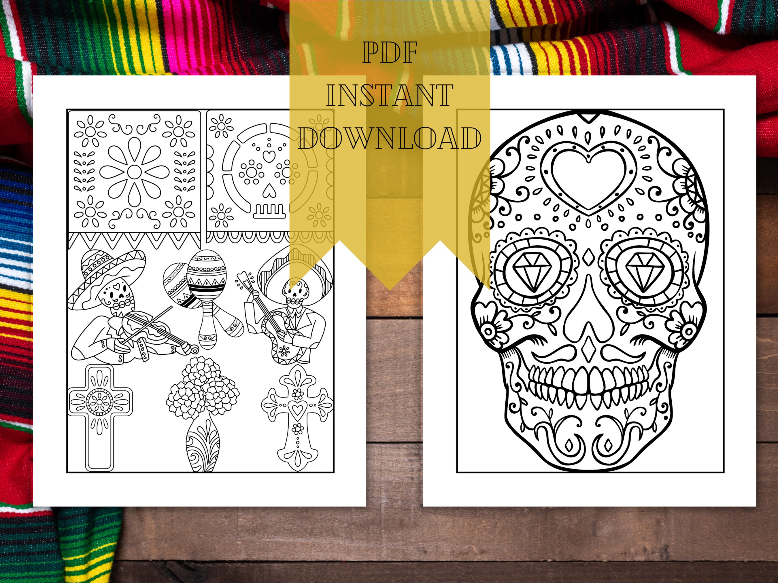 Day of the Dead Coloring Pages Instant Download Printable - Etsy