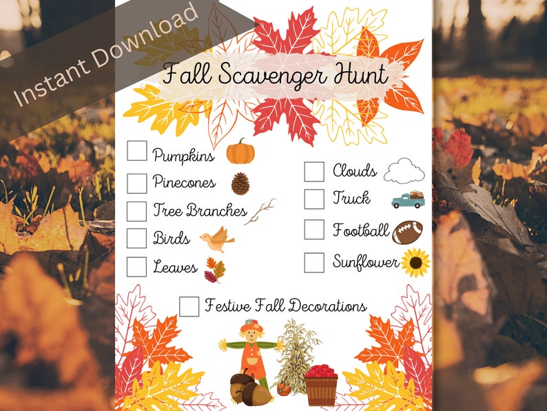 Fall Scavenger Hunt for Kids - Etsy