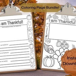 Thankful Thanksgiving Coloring Pages Bundle for Kids - Etsy