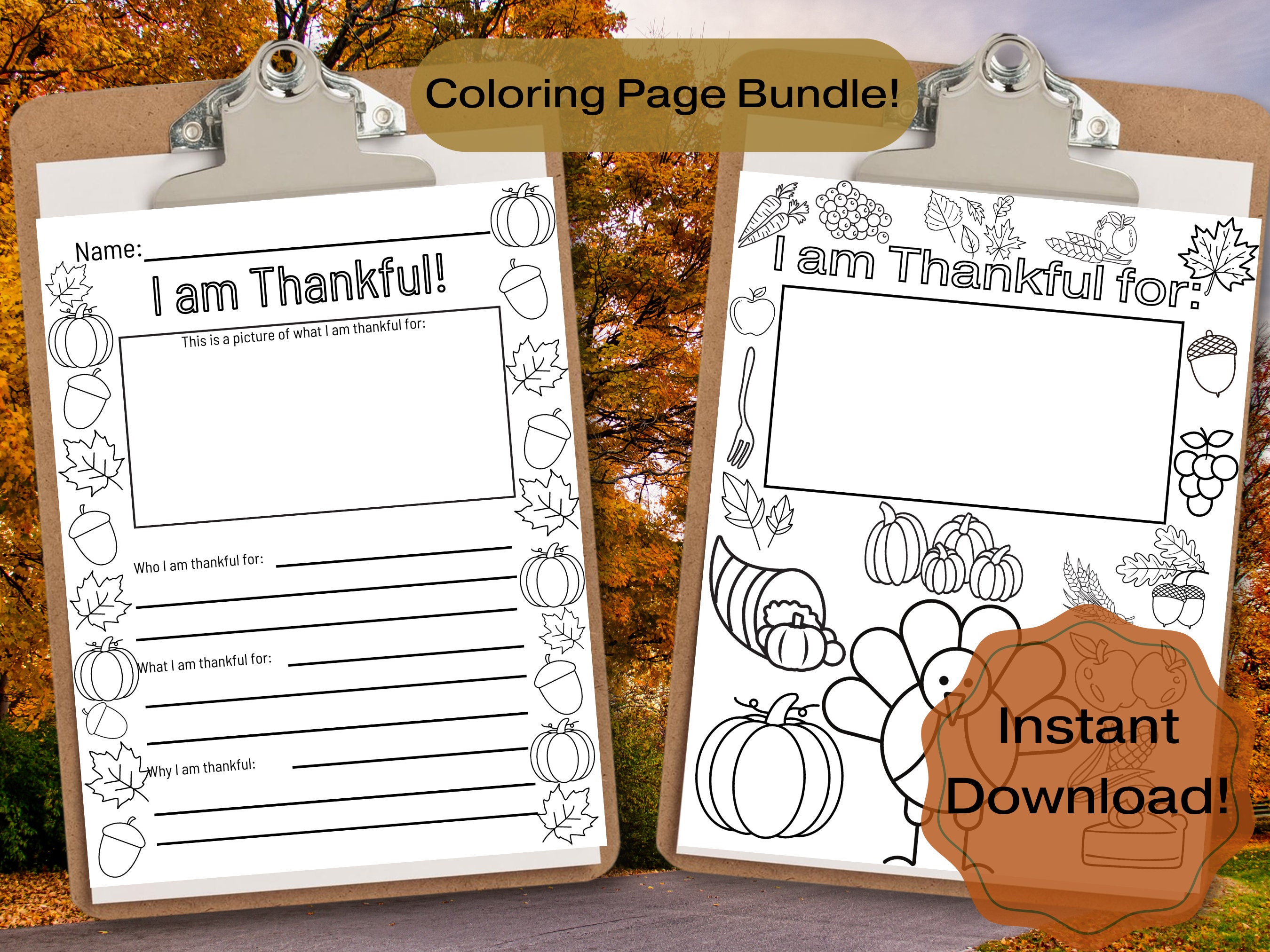 Thankful Thanksgiving Coloring Pages Bundle for Kids - Etsy