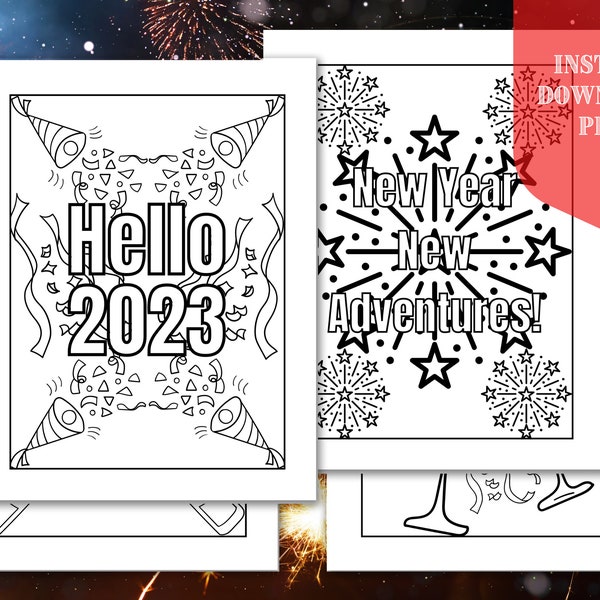 New Year 2023 Coloring Bundle - Etsy