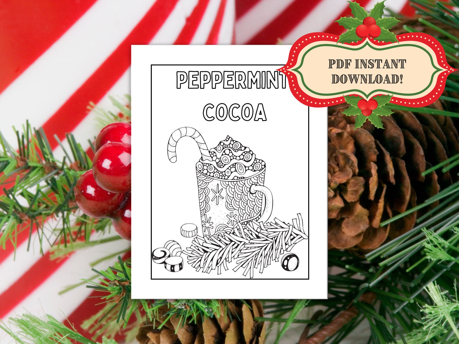 Christmas Coloring Page Bundle Merry Christmas Hot Cocoa - Etsy