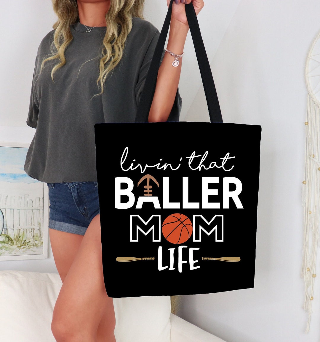 Mama Tote Bag, Baller Mom Life, Sports Mom Gift, Football Mom, Baseball ...
