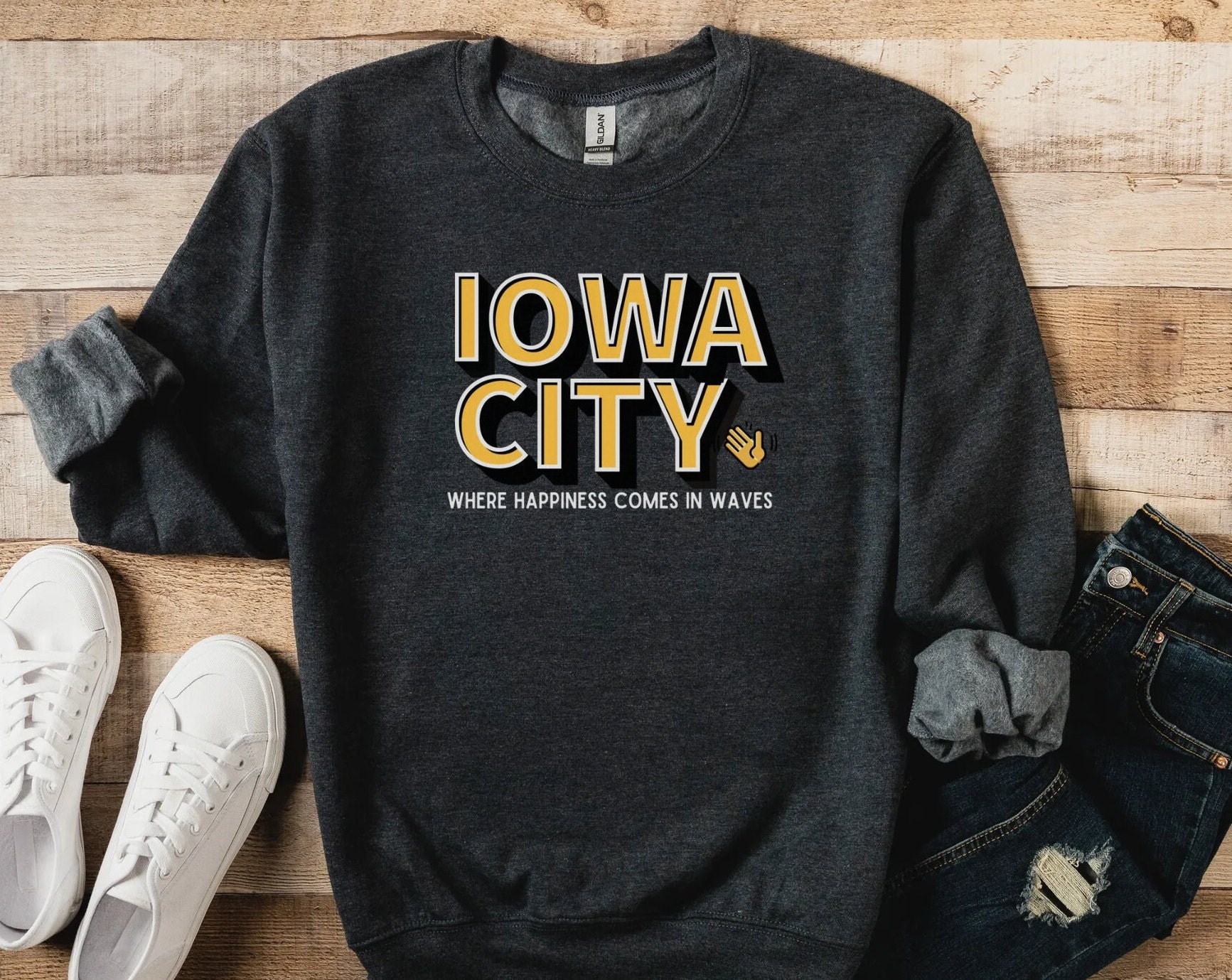 Iowa City Sweatshirt, Iowa City Wave Shirt, Iowa Wave Shirt, Fall ...