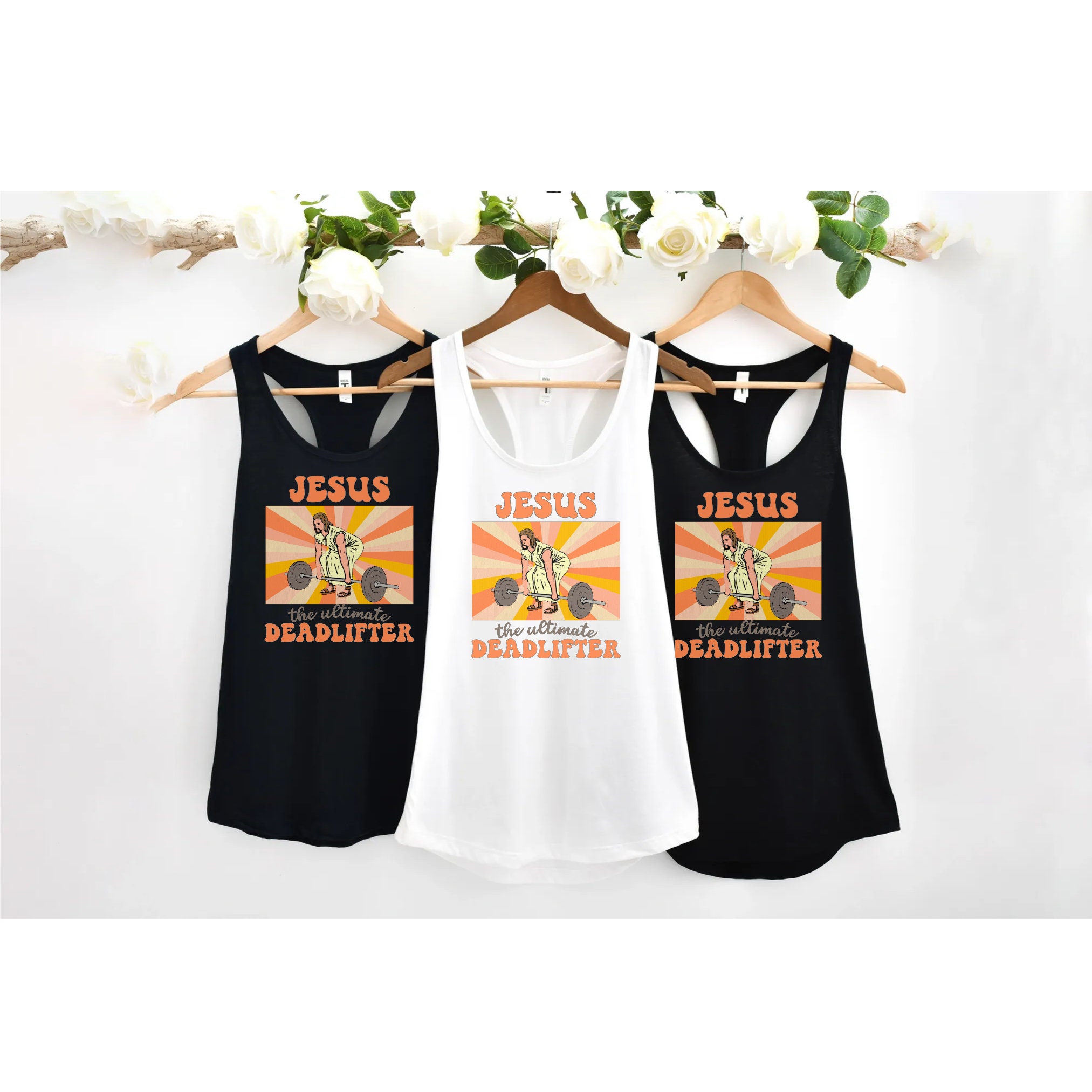 Jesus the Ultimate Deadlifter, Workout Tank Top, Funny Workout Shirt ...