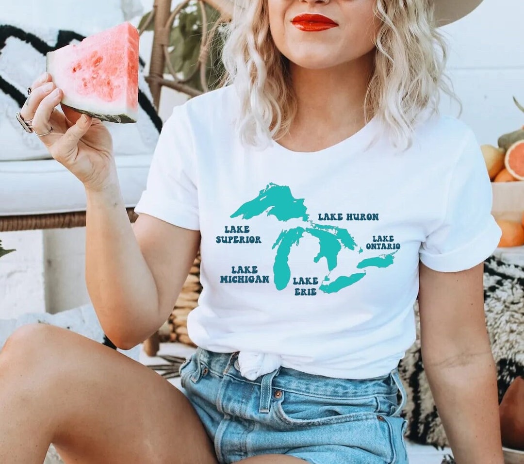 Unsalted & Shark Free Shirt, Great Lakes T-shirt, Lake Michigan, Lake ...