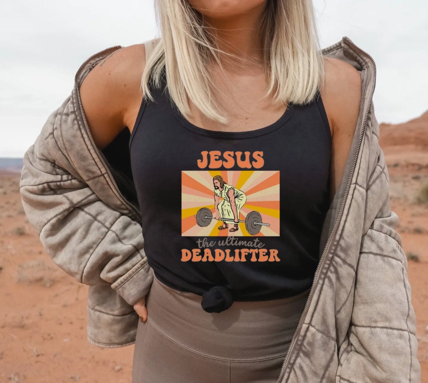 Jesus the Ultimate Deadlifter, Workout Tank Top, Funny Workout Shirt ...