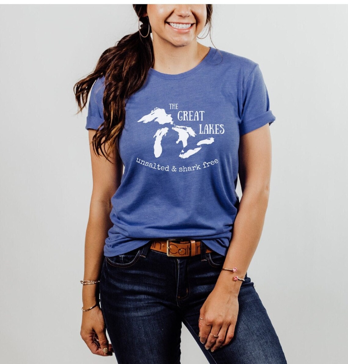 Unsalted & Shark Free Shirt, Great Lakes T-shirt, Lake Michigan Shirt ...