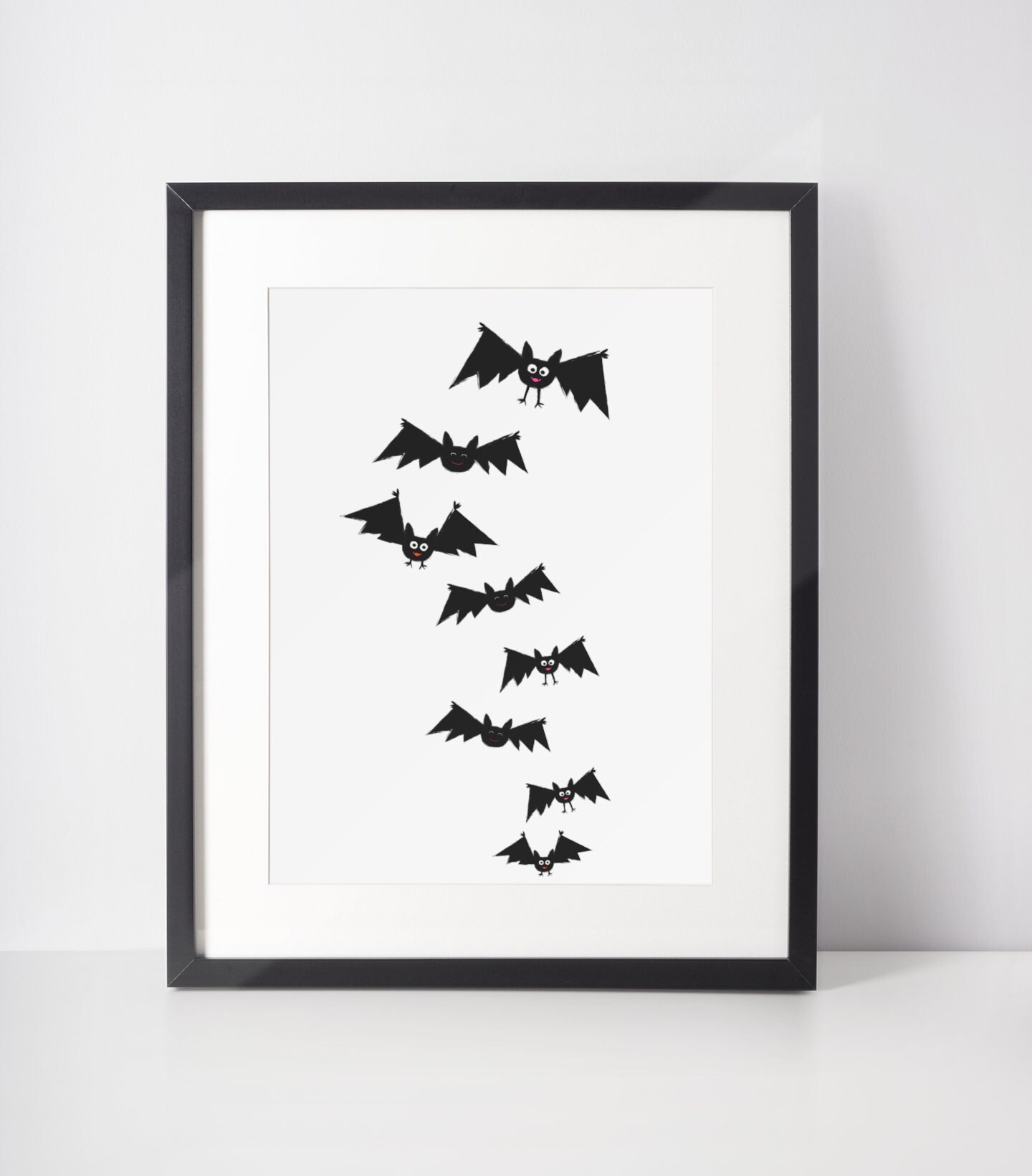 Gallery Wall Set of 6, DIY Halloween Decor, Bat Printable, Ghost ...