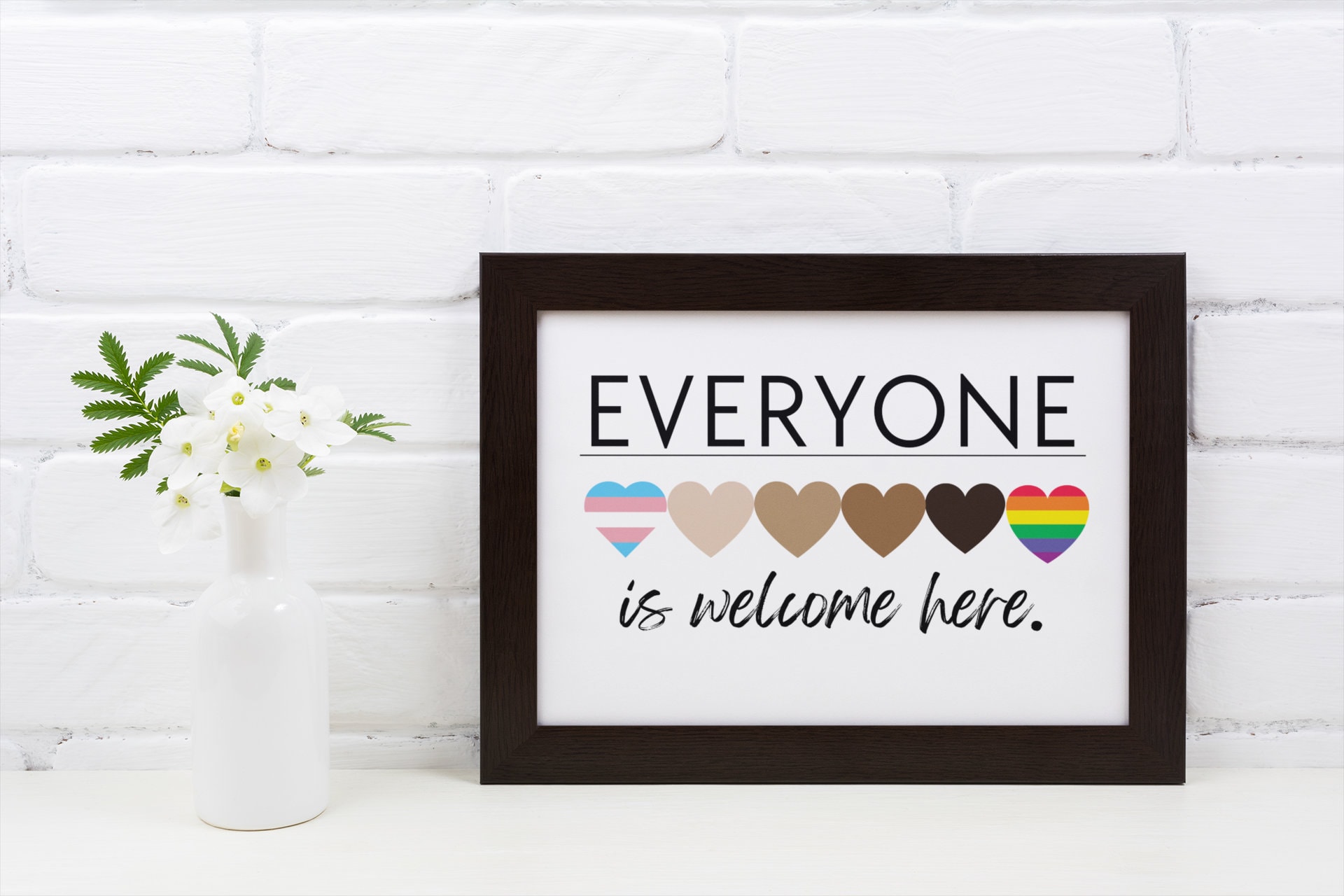 Everyone is Welcome Here Digital Art Print | Inclusive Sign | Diverse ...