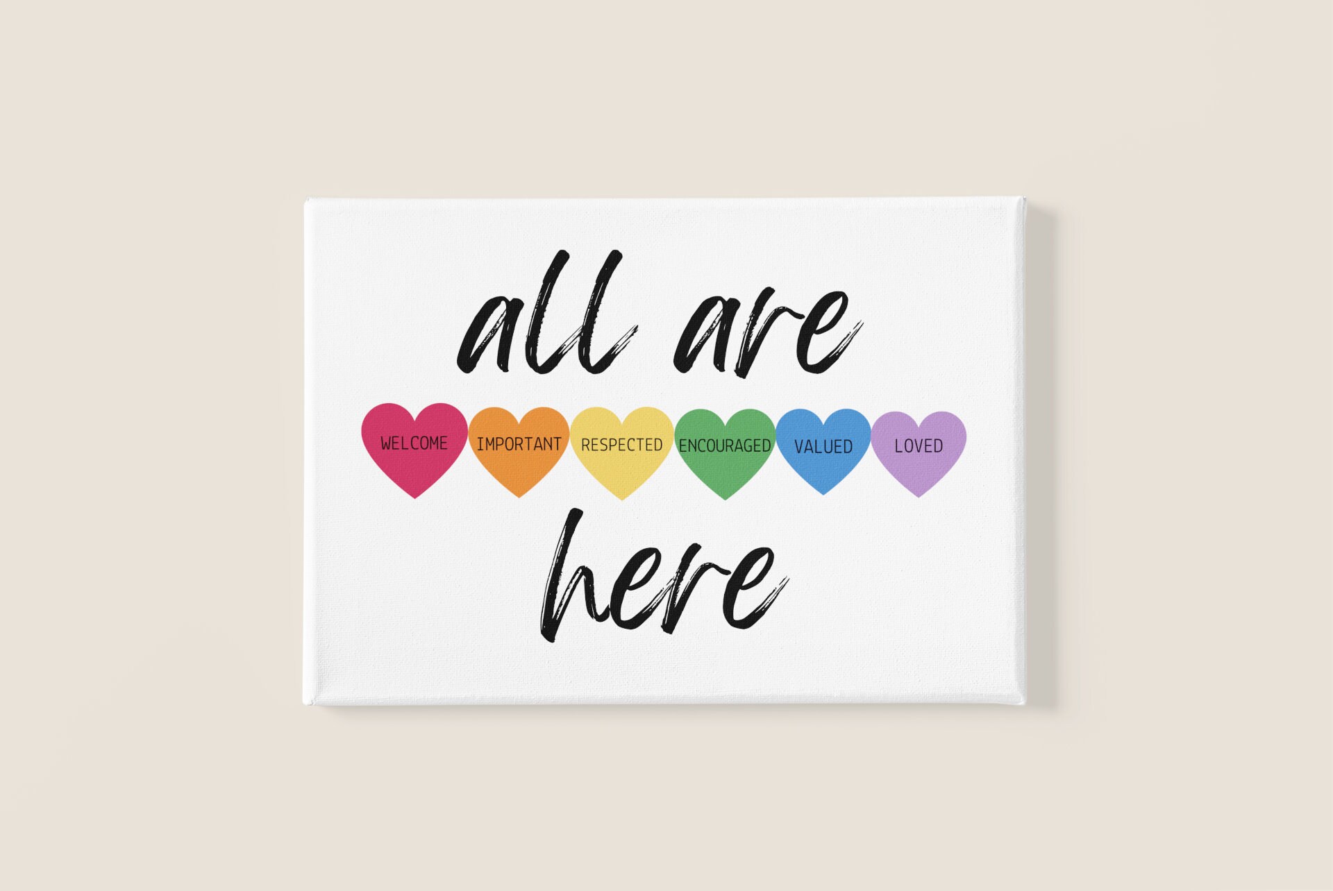 All Are Welcome Here Digital Art Print | Inclusive Sign | Rainbow ...